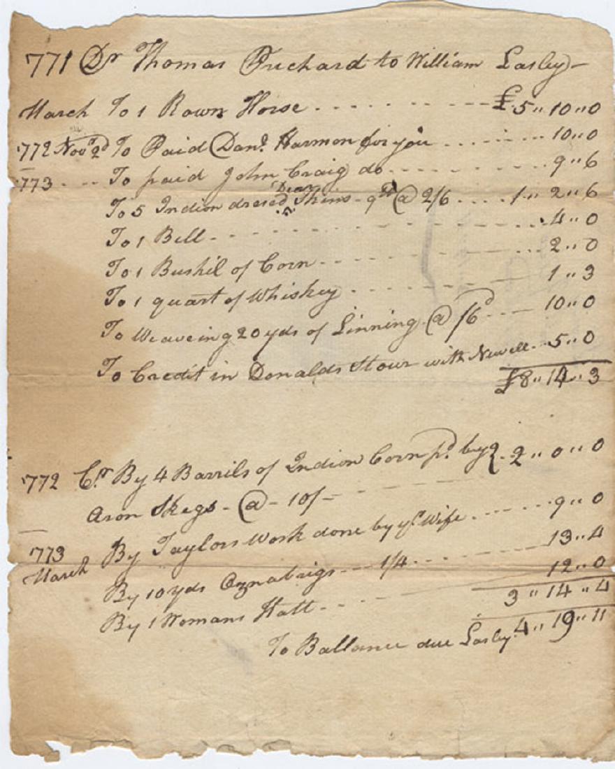 1771 Native American Document Pertaining to Indian Corn