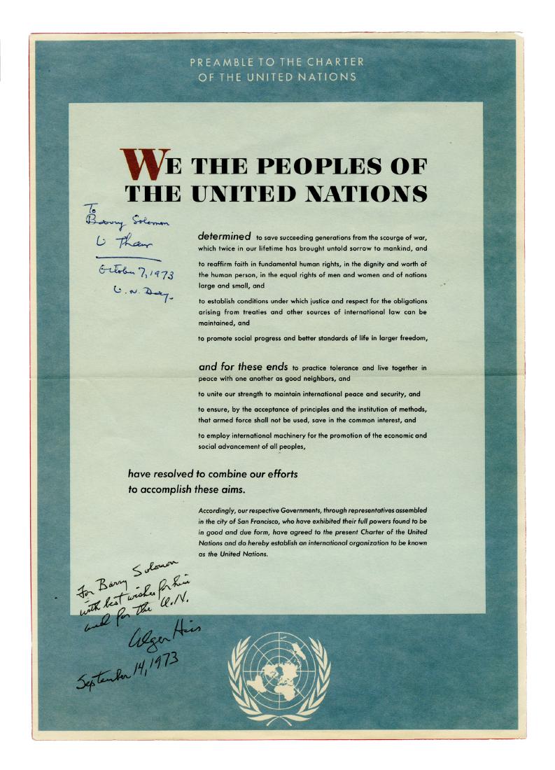 Printed Preamble to the Charter of the United Nations,