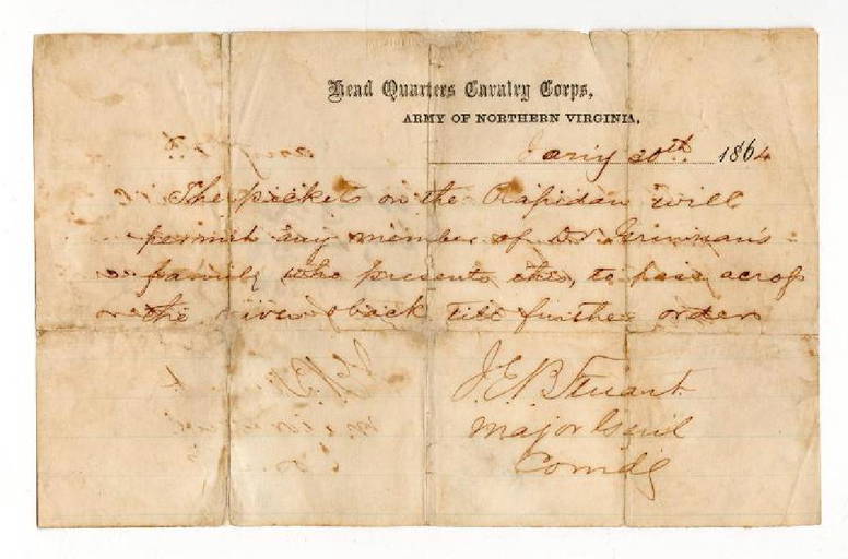 Civil War Date Confederate General Jeb Stuart Signed