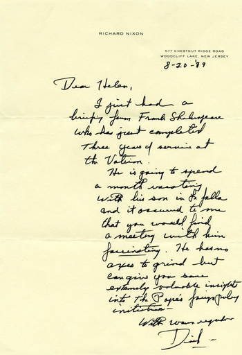 Rare Richard Nixon Autograph Letter Signed Re Vatican's
