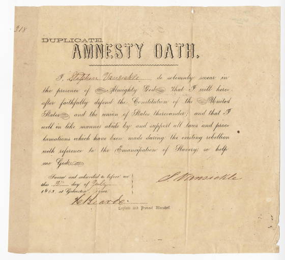 "emancipation Of Slavery" Rare Civil War Amnesty Oath