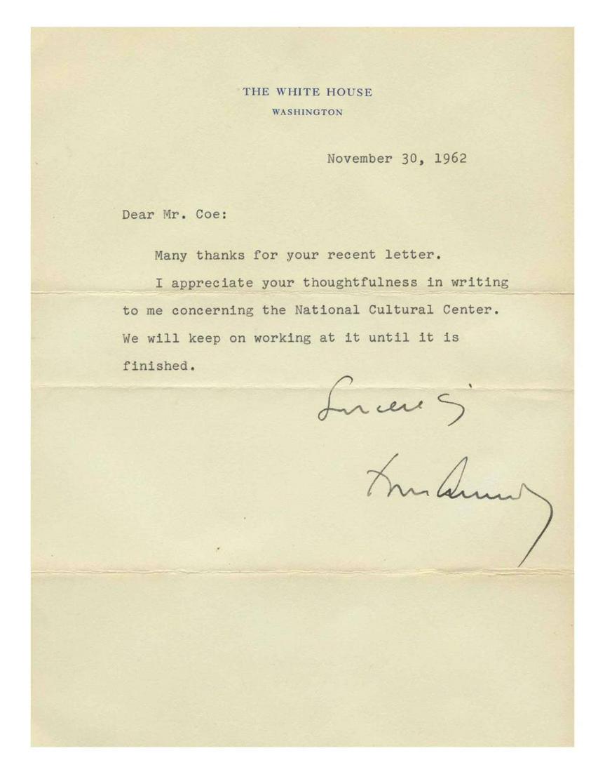 JFK White House Letter on "the National Cultural - Jun 10, 2020 ...
