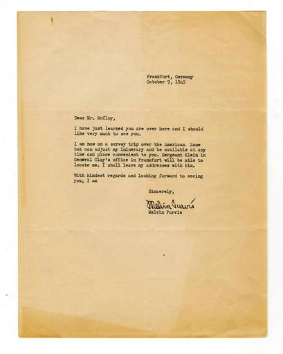 FBI Melvin Purvis Letter from Germany Before Nuremberg - Aug 19, 2020 ...