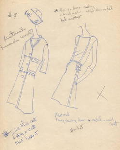 Jackie Kennedy's Own Annotated Fashion Sketch Submitted