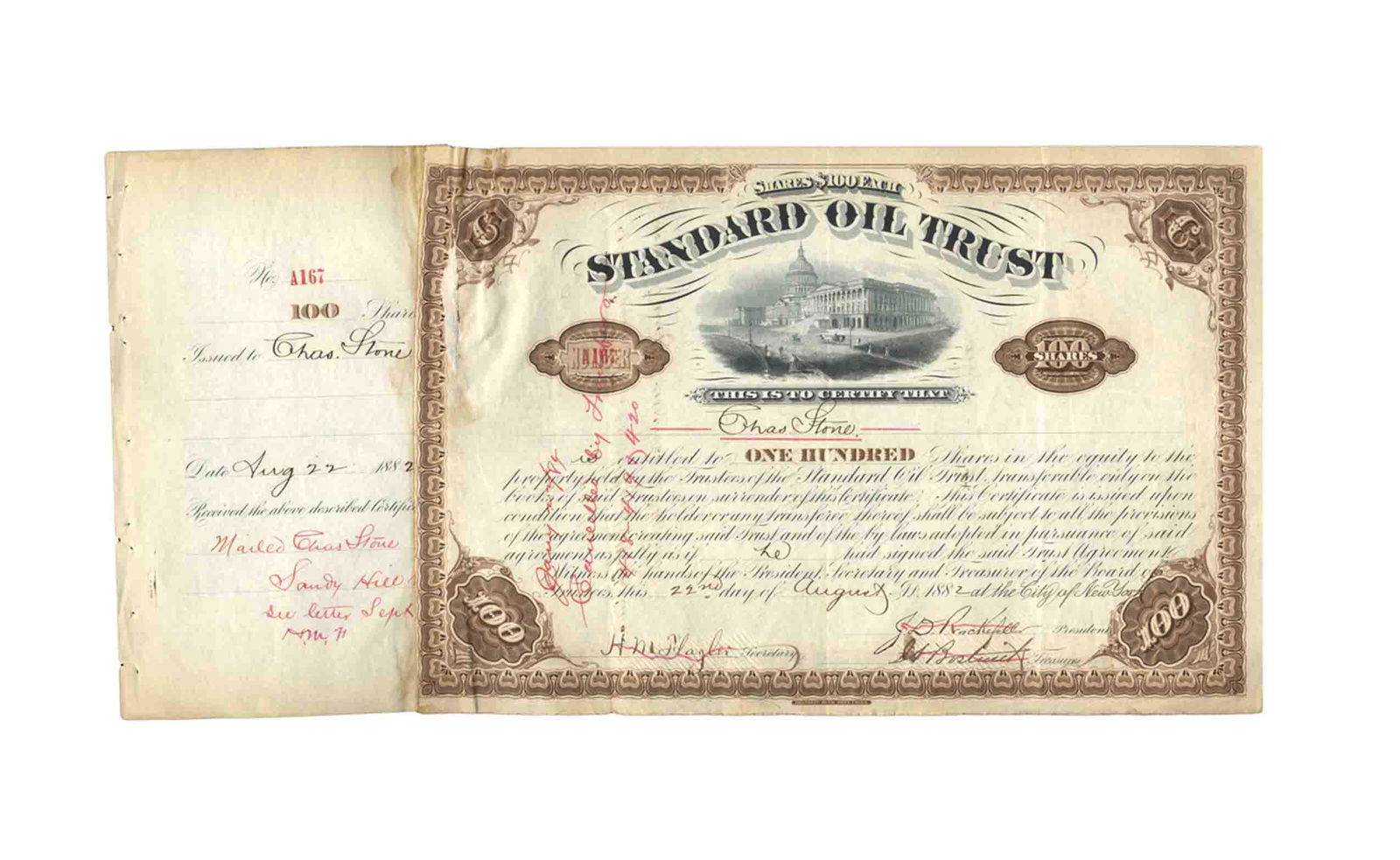 John D. Rockefeller Signed Stock Certificate
