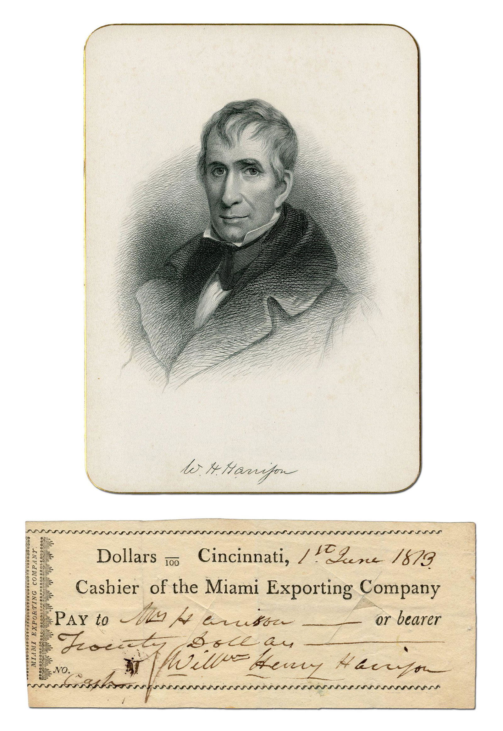 W. H. Harrison Signed War Of 1812 Dated Check, Among