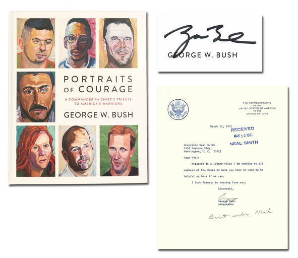 Presidents Bush #41 And #43 Fantastic Pair Of Signed Items