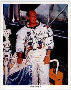 Charles Conrad Signed Lunar Surface Photo.