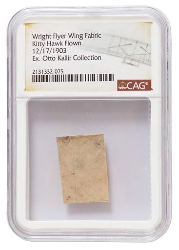 Wright Flyer Flown Fabric Swatch Certified and Encapsulated by CAG (#0167) on Dec 14, 2022 ...