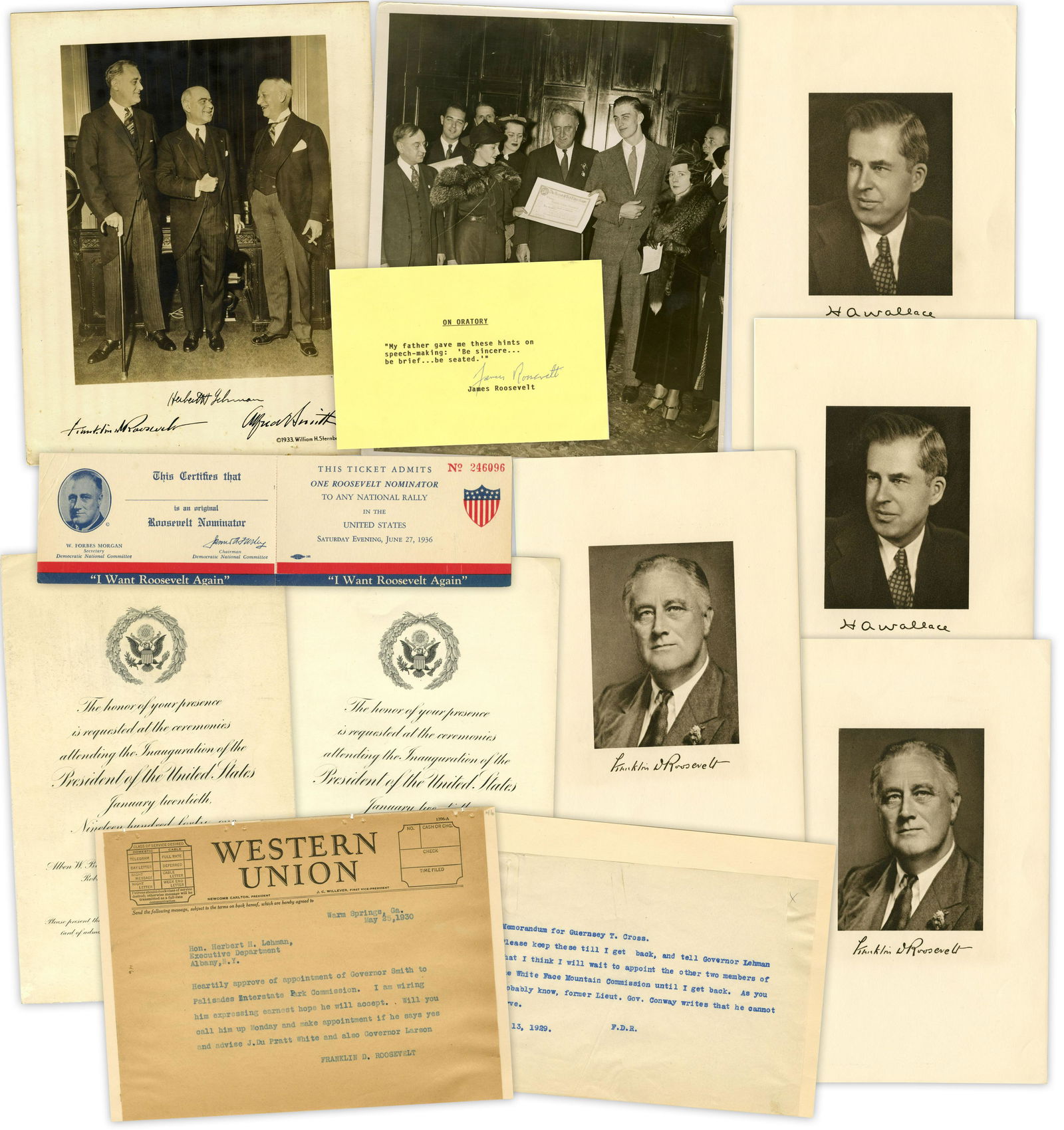 Fantastic Fdr 12 Pc Archive Photographs, Memorandums, Presidential ...