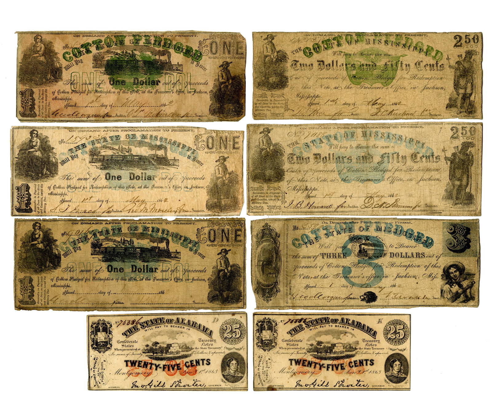 Cotton Bills & Currency Notes for Sale at Auction