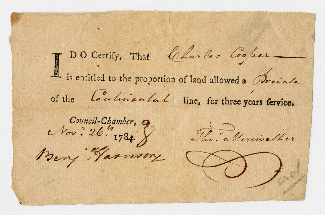 Declaration Signer Benjamin Harrison Signed Rev. War Pension Doc (#0226 ...