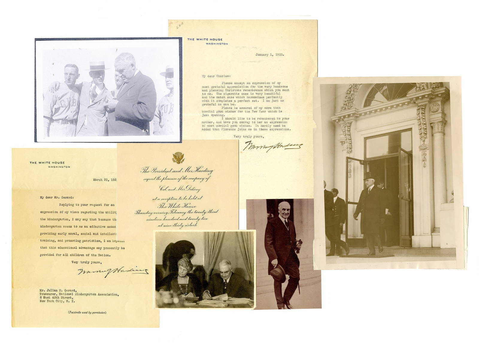 Warren G. Harding Small Archive Of 7: Typed Letters, Invite & Photos ...