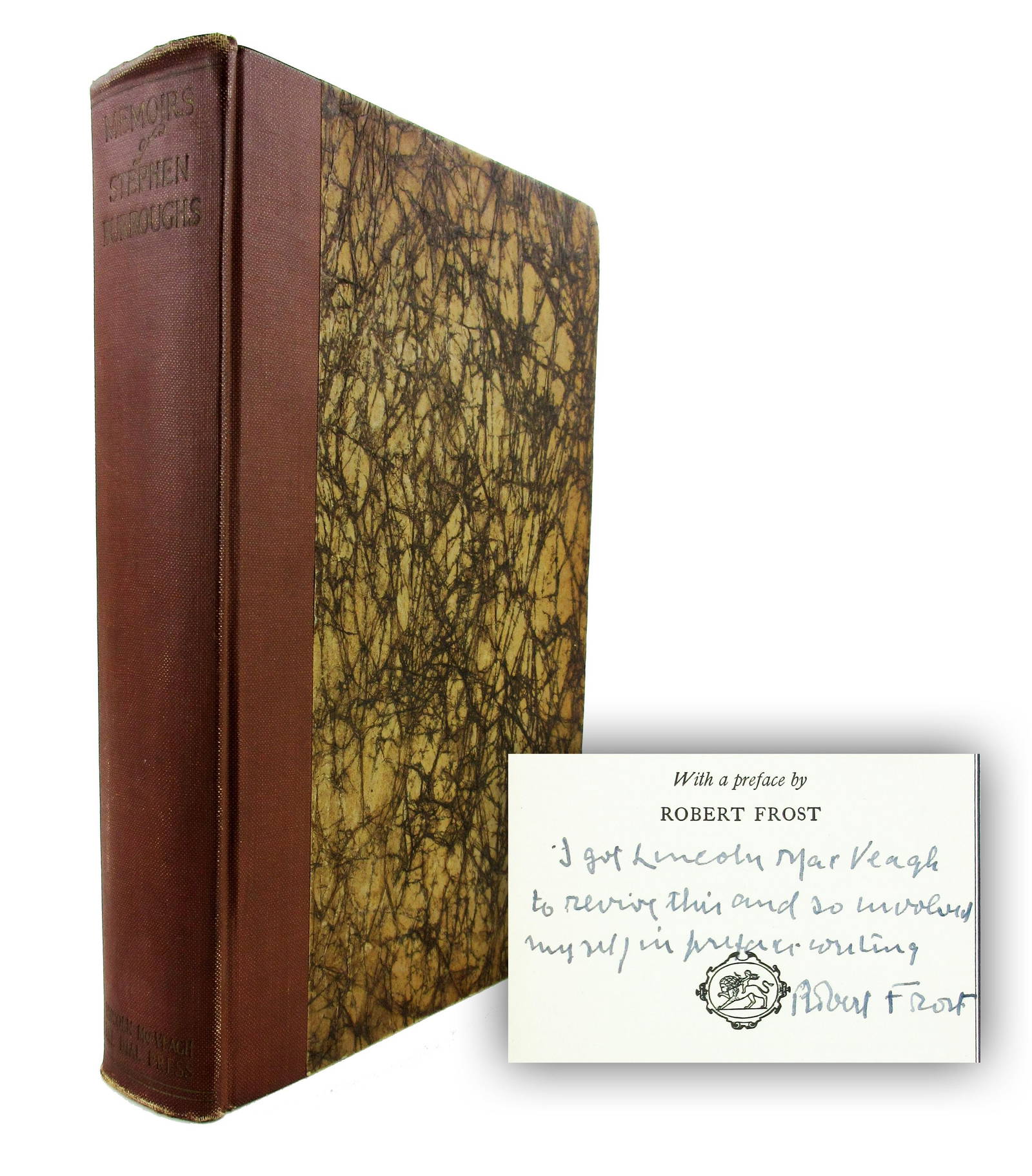 Robert Frost One Of A Kind Handwritten Note In “memoirs Of The ...