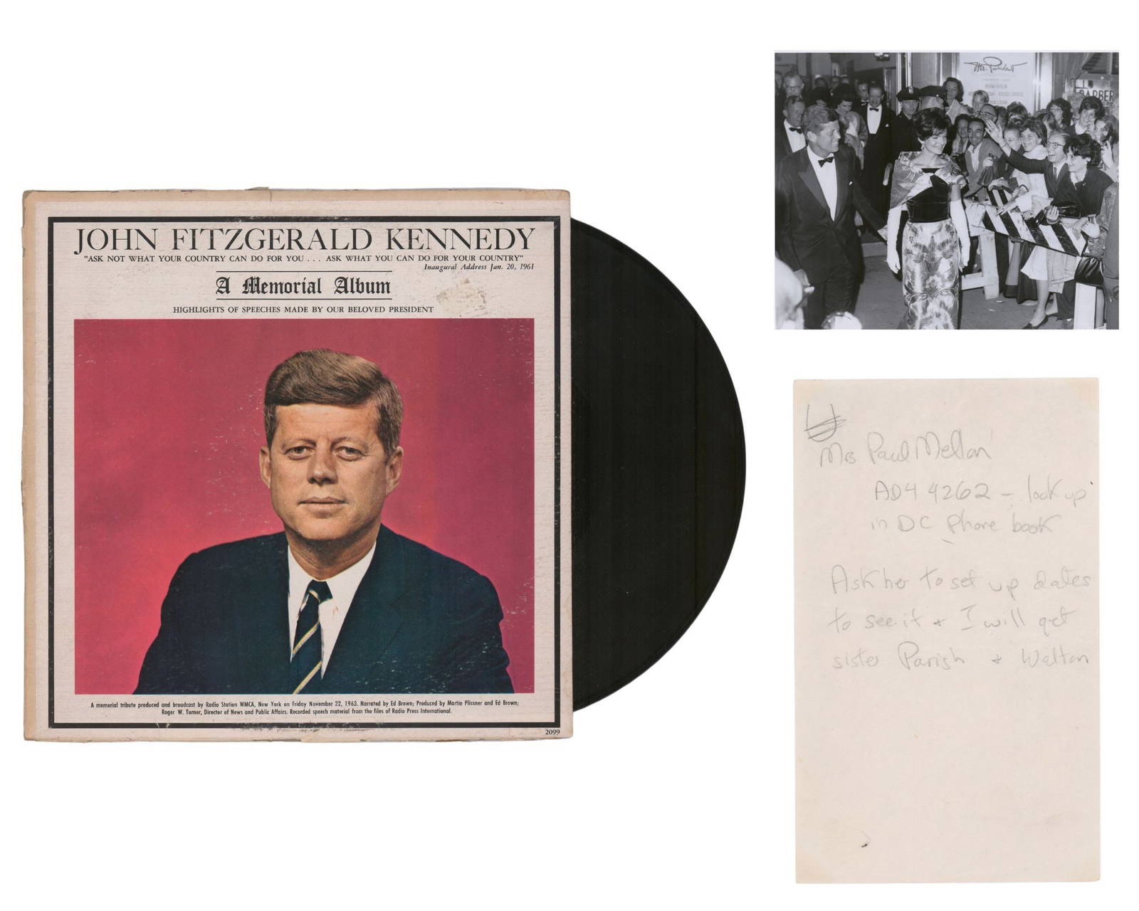 Jfk Memorial Album & Jackie Kennedy Note Auction