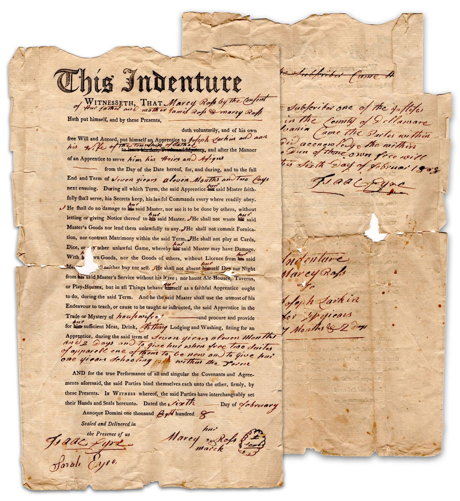 Indentured Servant Signs Indenture With Mark To Learn The "trade Or ...