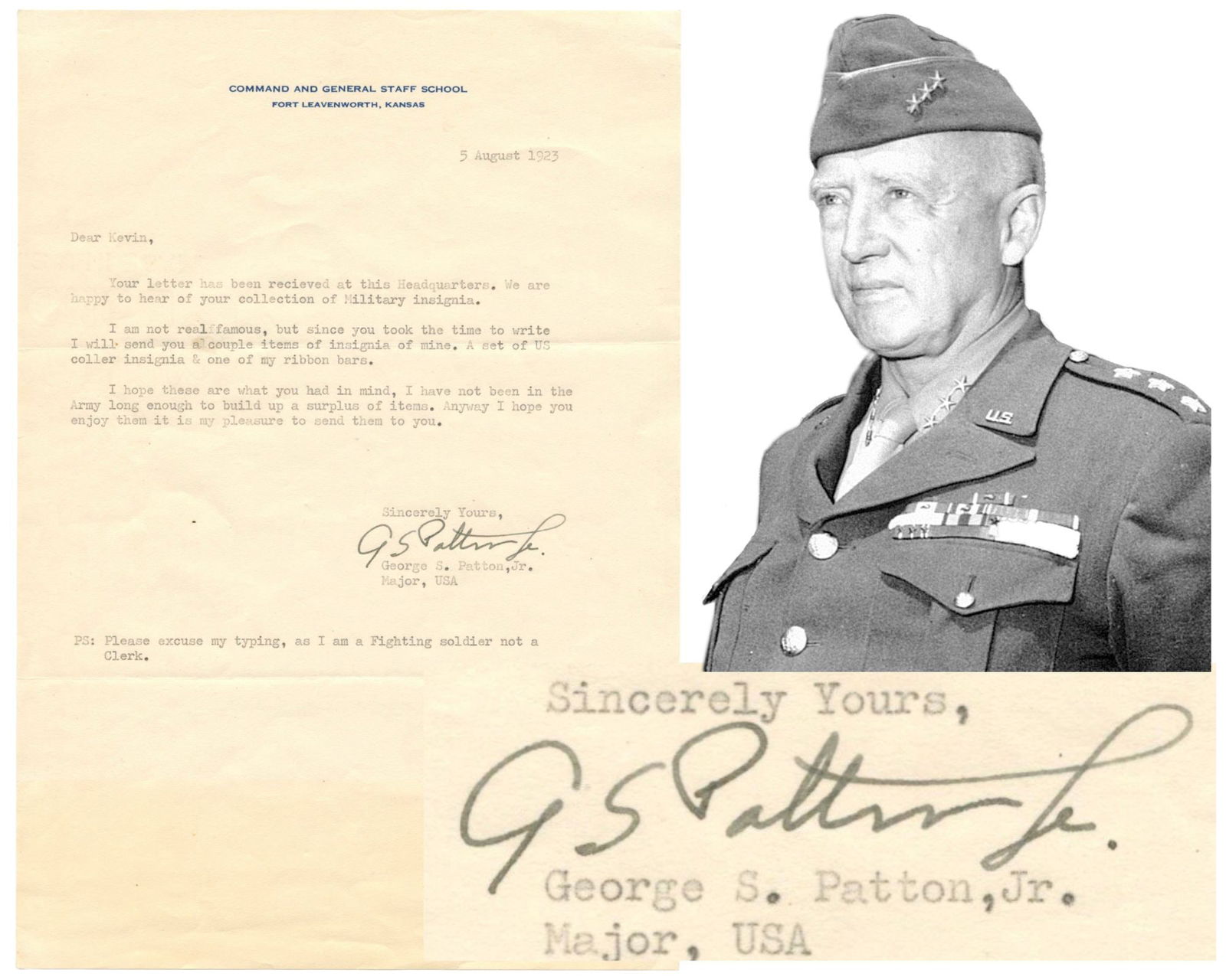 George S. Patton Tls "i Am A Fighting Soldier" Auction