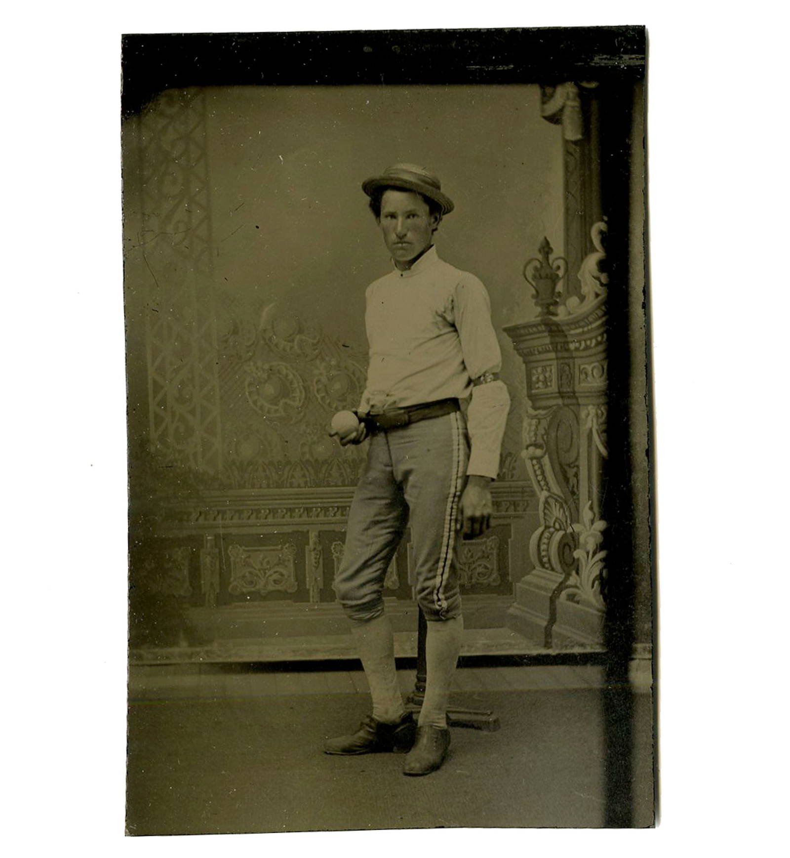 Tintype Studio Portrait Of A Young Baseball Player, Ca. Mid-late 1800s ...