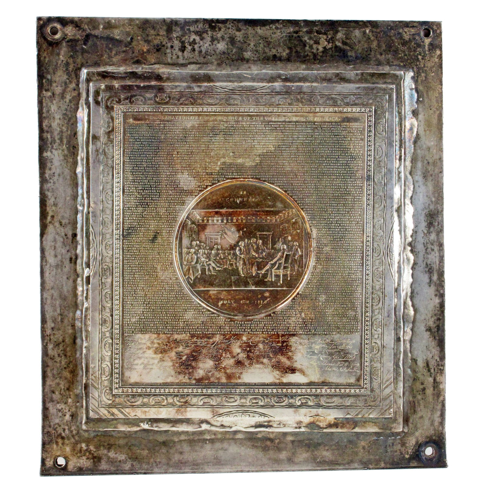 1859 Heavy Metal "declaration Of Independence Signing" Plaque Auction