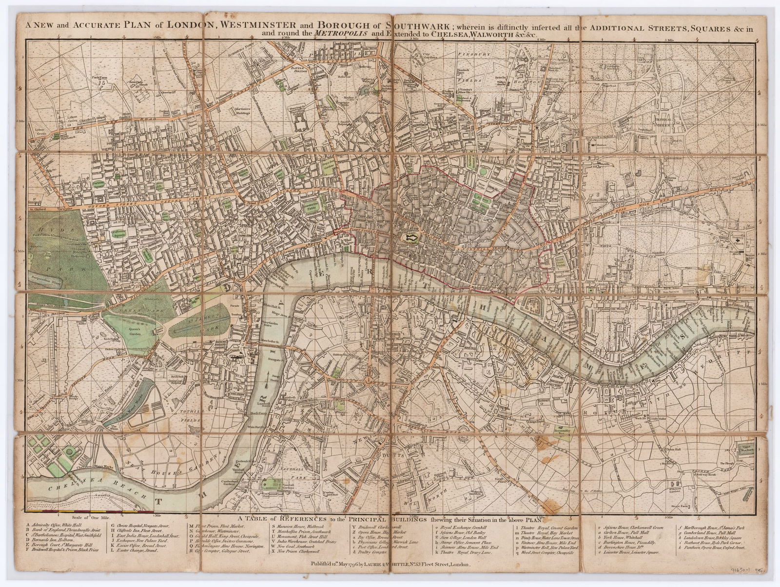 1796 Pocket Map Of London & Its Environs After Robert Sayer, Laurie ...
