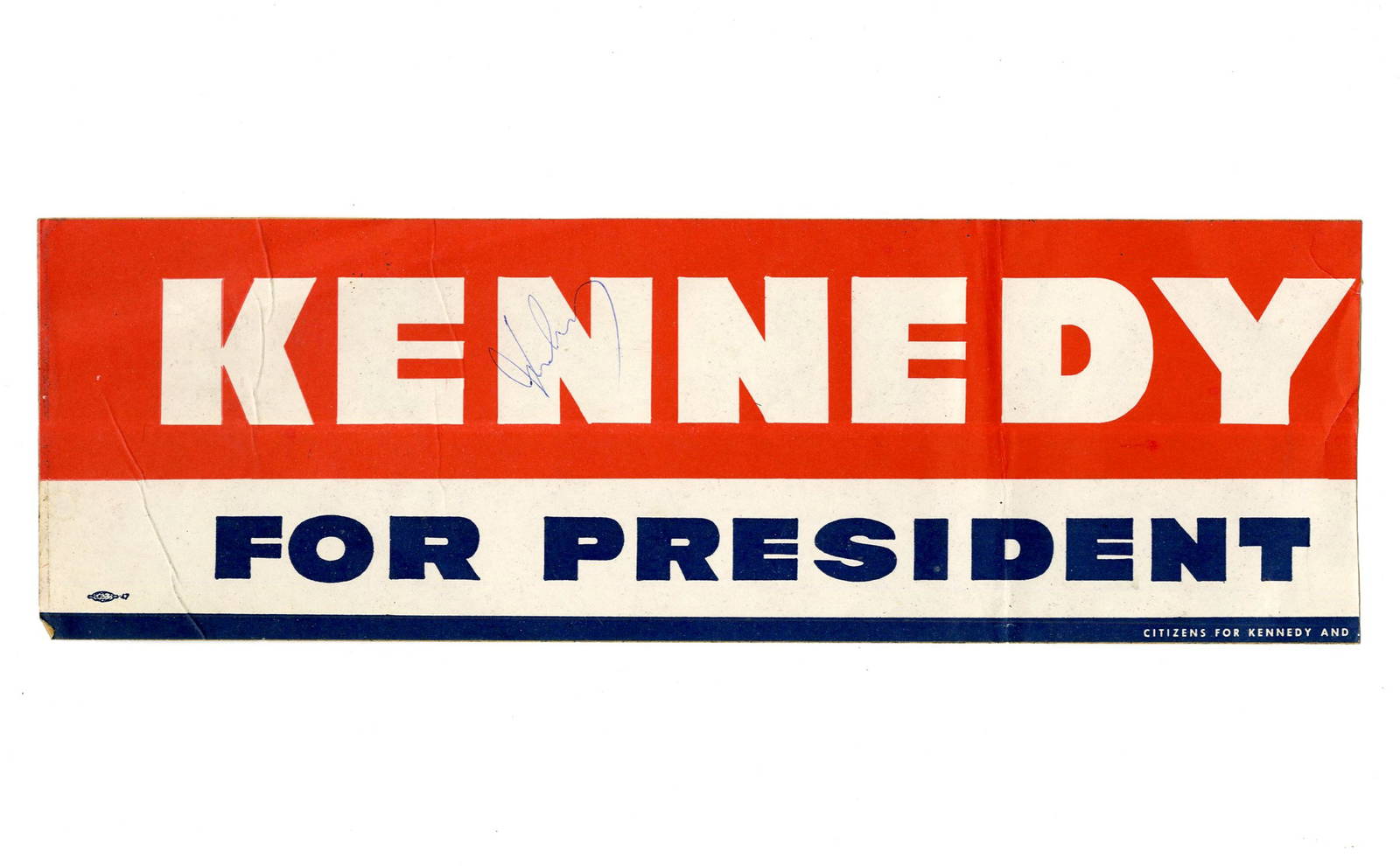 John F. Kennedy Signed 1960 Presidential Bumper Sticker Auction