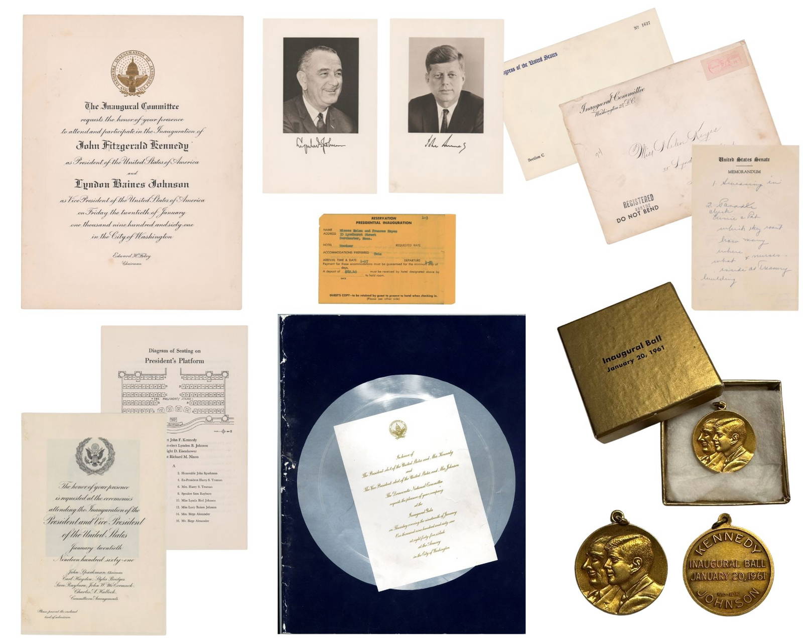 Jfk 10k Gold Inaugural Ball Medal, & Inauguration Archive Ex. Helen ...