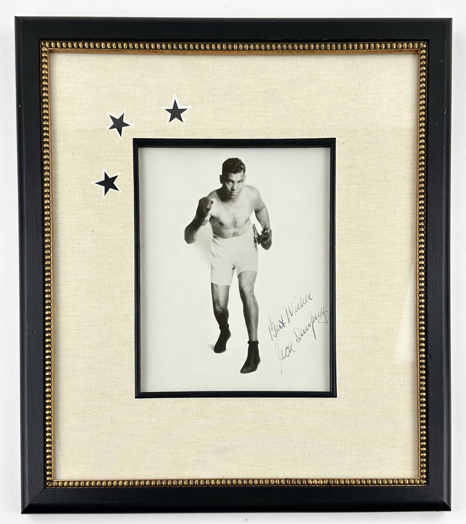 Jack Dempsey Signed Photo Framed Auction