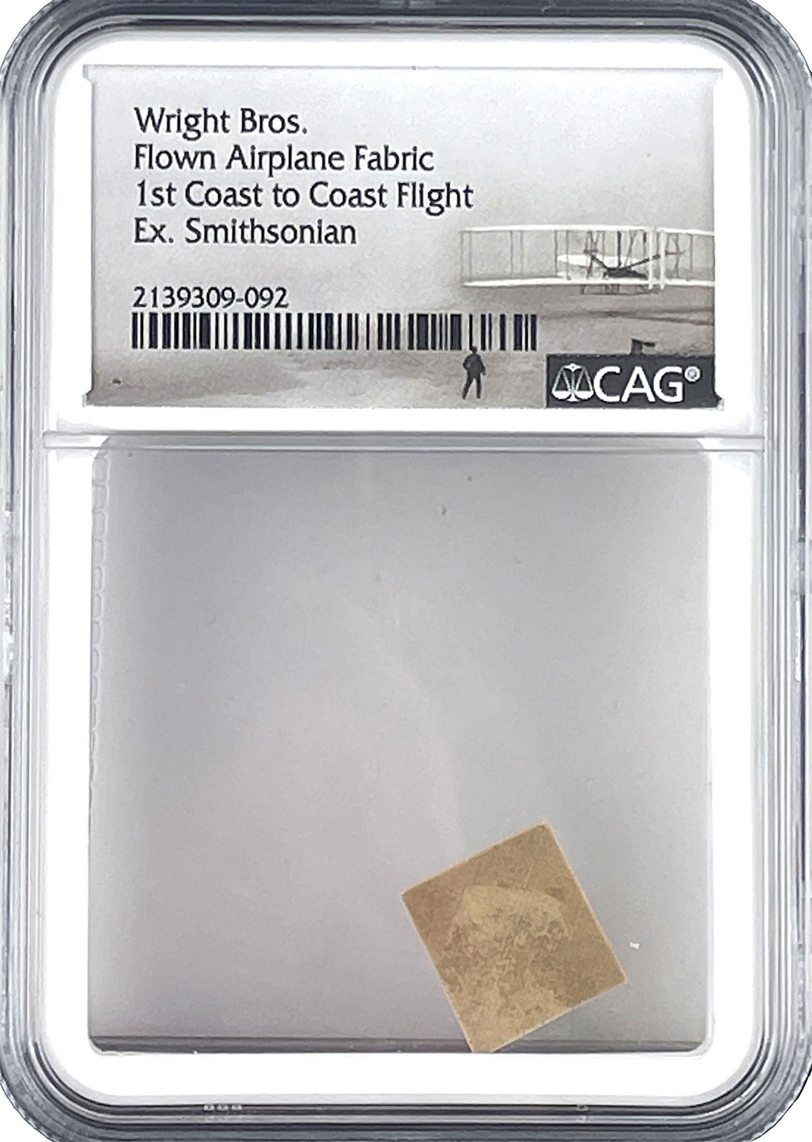 Wright Brothers “vin Fiz” First Transcontinental Flight Fabric, Ex ...