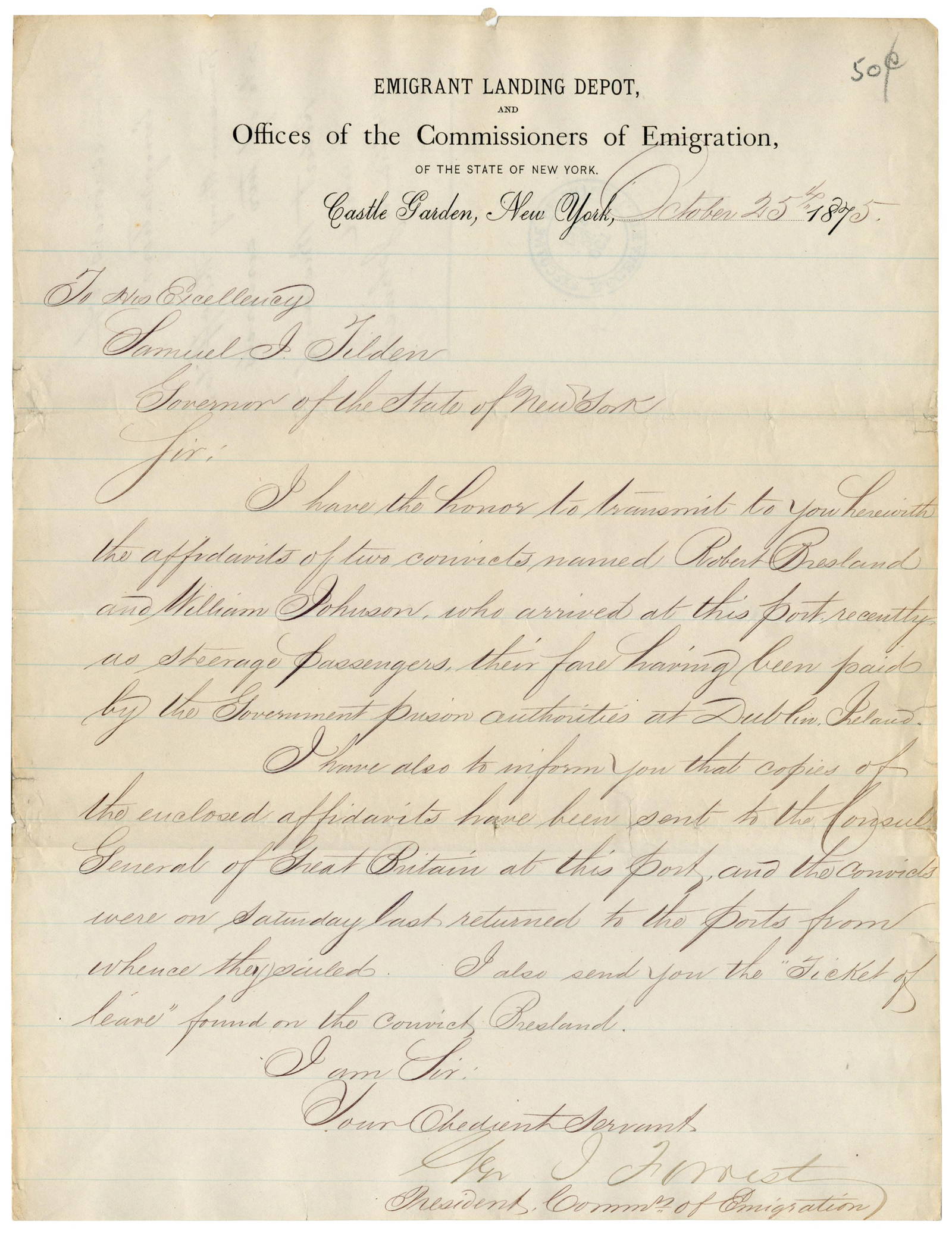 Two Irish Convicts Caught Attempting To Slip Through Castle Garden 7 ...