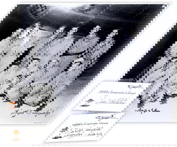 Enola Gay Signed Group Photograph & Cards: Ferebee, Beser, Caron ...