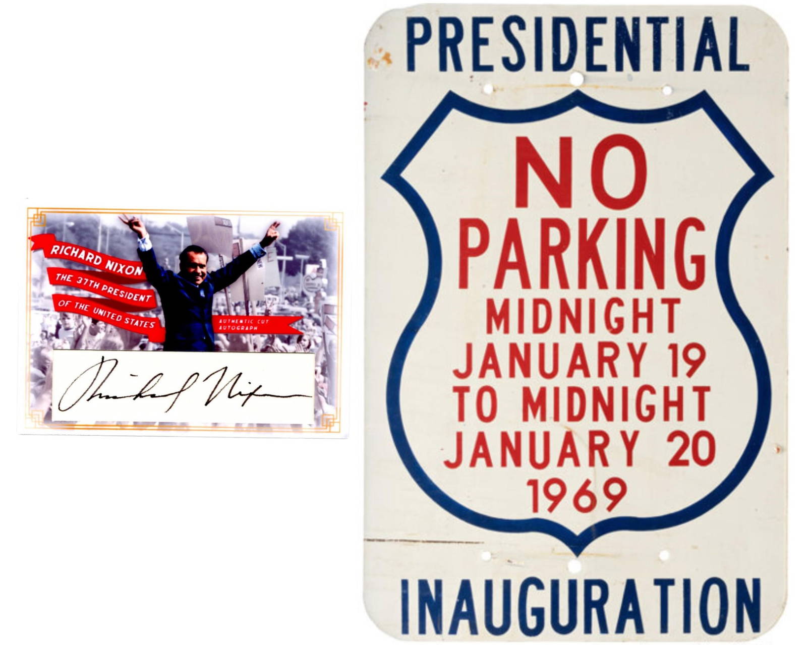 Richard Nixon Presidential Inauguration Sign & Custom Card Auction