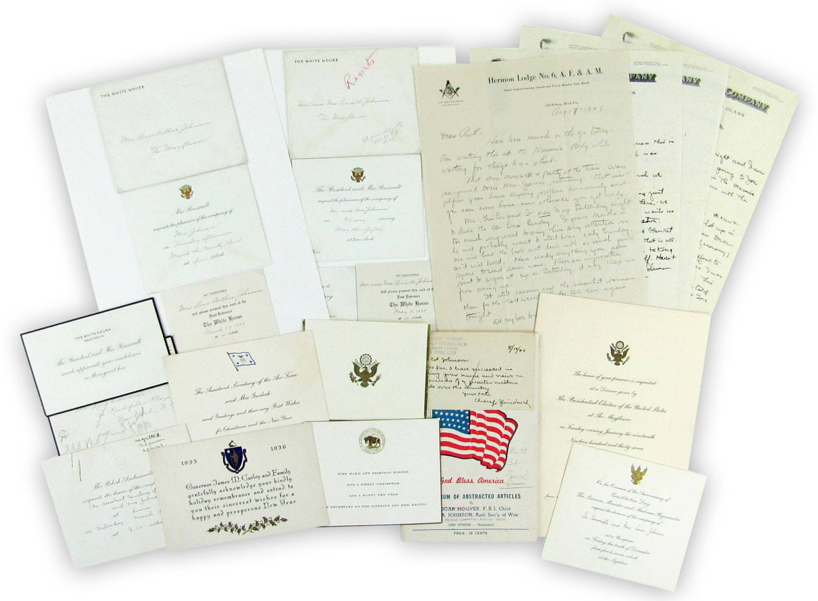 [roosevelt Administration] Invitations, Letters, & Cards Relating To ...