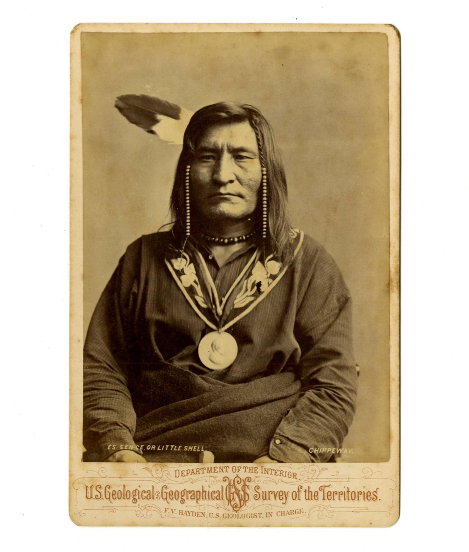 Ojibwa Chief Little Shell Cabinet Card Wearing Lincoln Peace Medal Auction