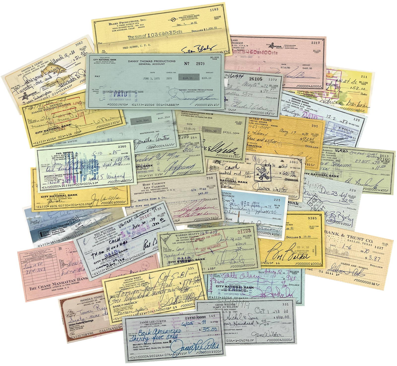 Huge Collection Of 30 Signed Checks By Vintage And Contemporary ...