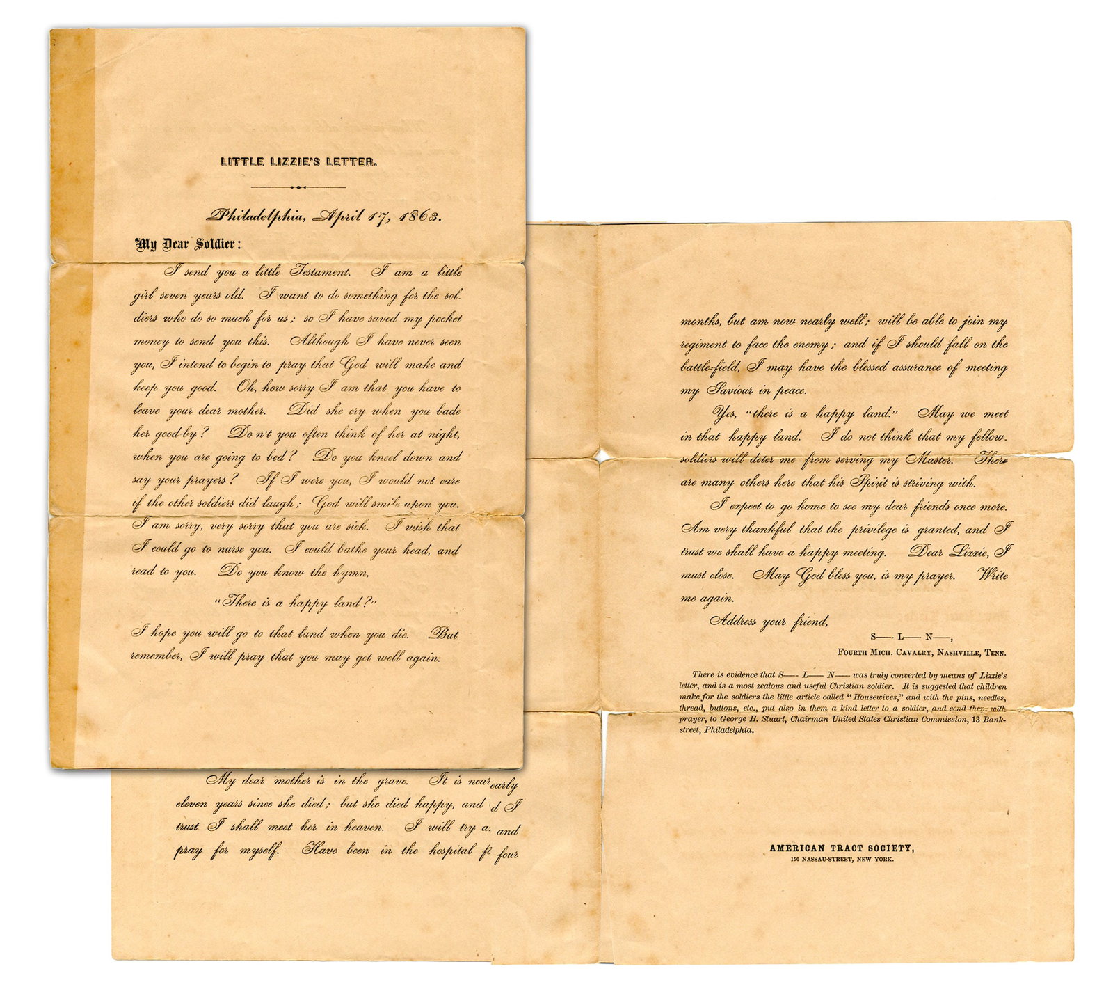 Little Lizzie's Letter: Encouraging Message To Civil War Soldier - Jun ...
