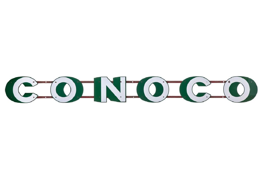 Conoco Refining Porcelain Truck Sign With Bracket