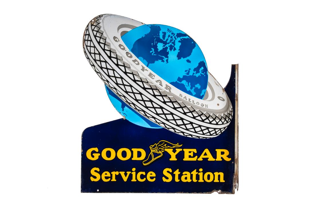 Goodyear Service Station Porcelain Flange Sign