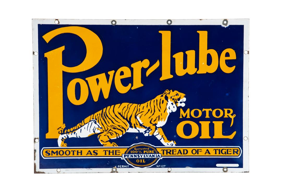Power-lube Motor Oil w/tiger logo sign