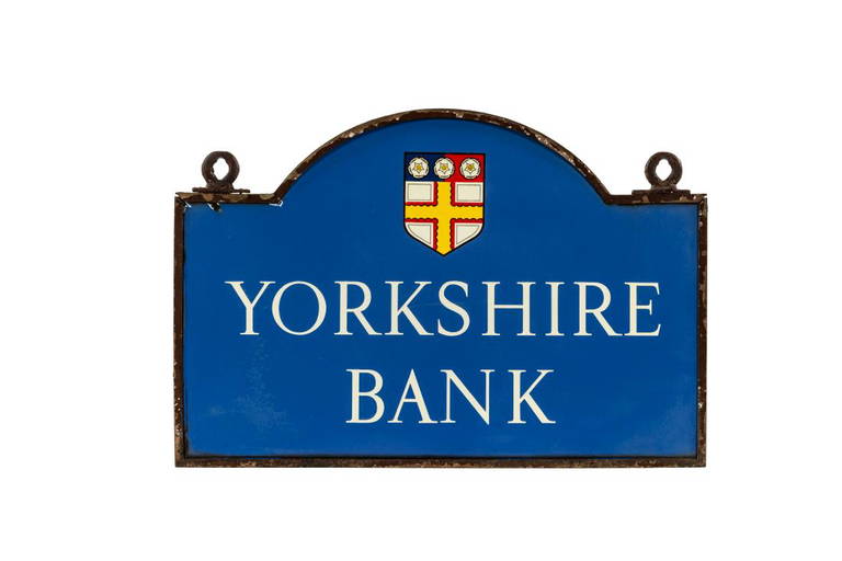 Yorkshire Bank Porcelain Signs In Metal Frame