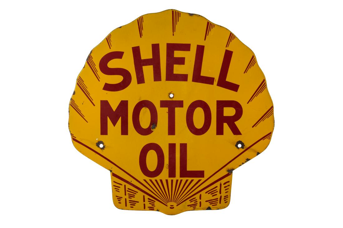 Shell Pecten Motor Oil Sign - Mar 23, 2019 | Route 32 Auctions in IN