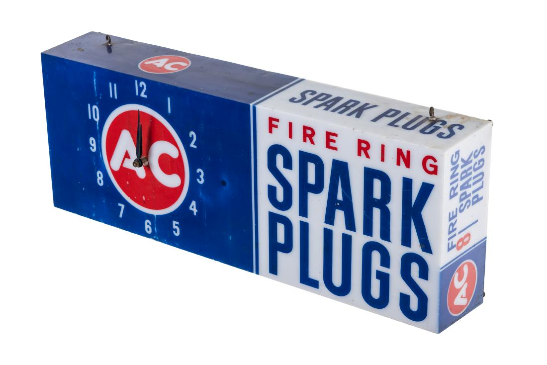 AC Spark Plugs Lighted Box Clock