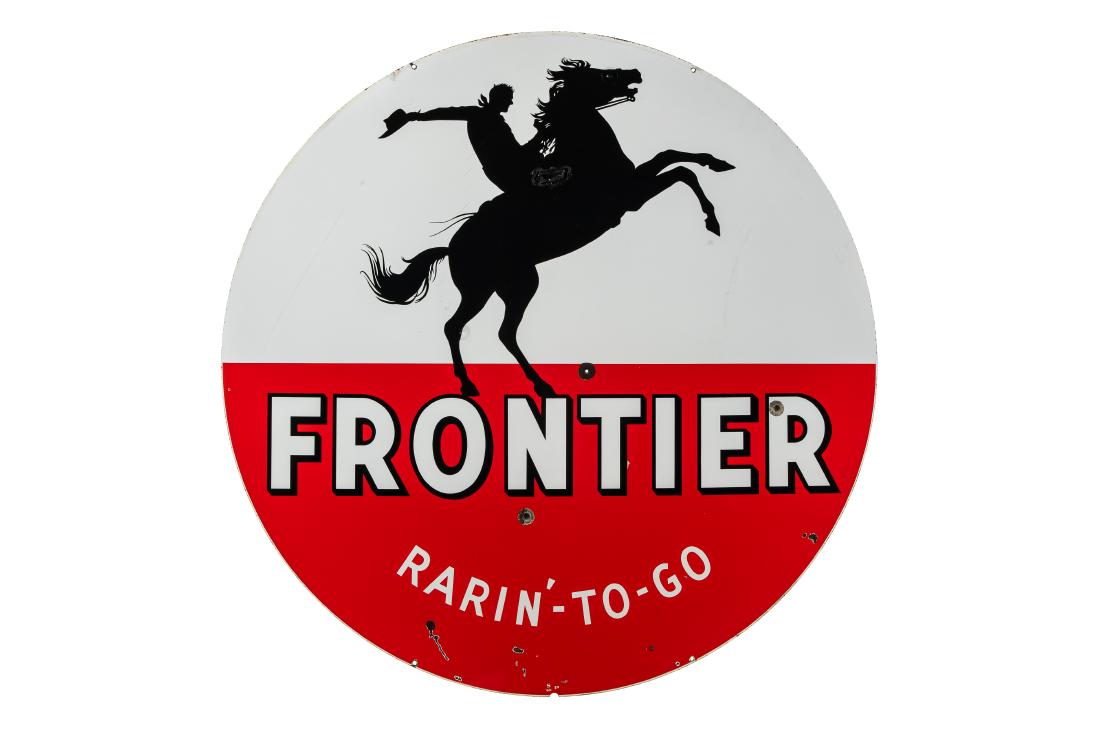 Frontier Rarin To Go Porcelain Pole Sign
