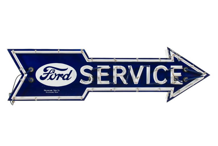 Ford Service Arrow Porcelain Neon Sign