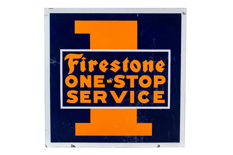 Firestone One Stop Service Porcelain Sign