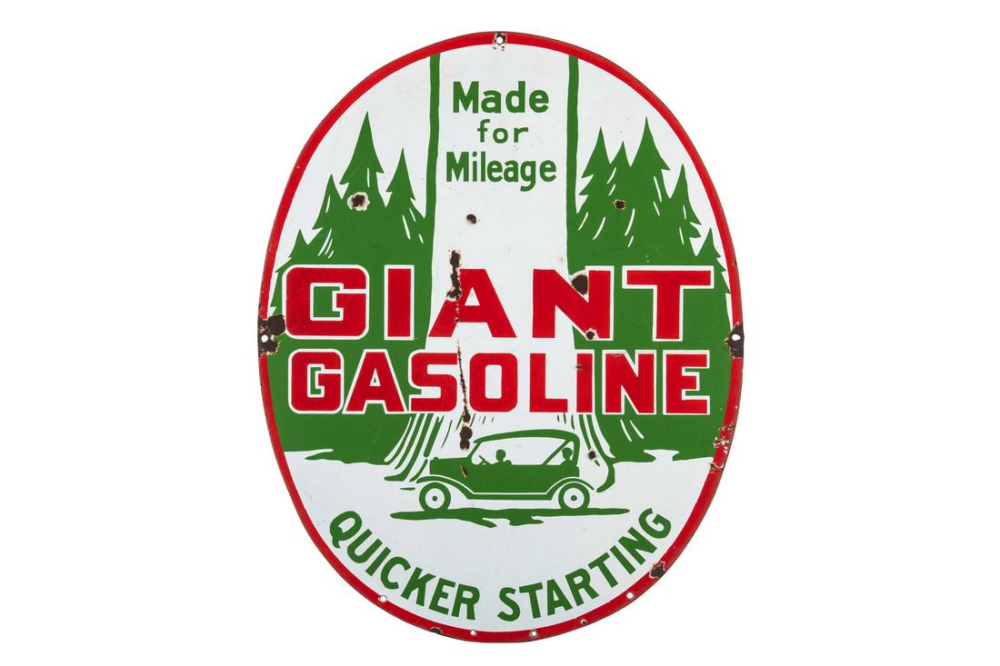 Very Rare Giant Gasoline Porcelain Sign