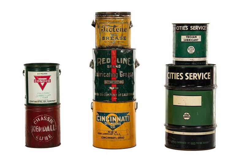 Lot Of 7 Various Grease Cans