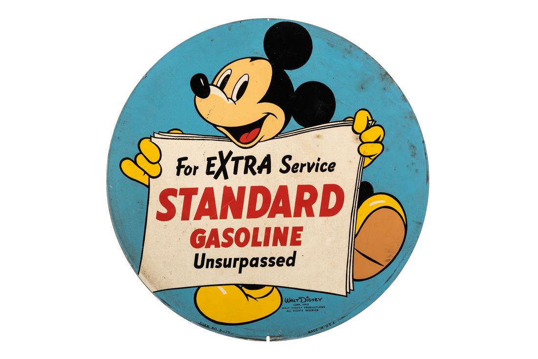 For Auction: Standard Gasoline Mickey Mouse Tin Sign (#516) on Sep 15 ...