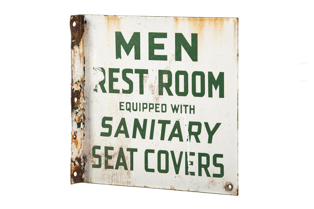 Men's Restroom Porcelain Flange Sign - Sep 14, 2019 | Route 32 Auctions ...