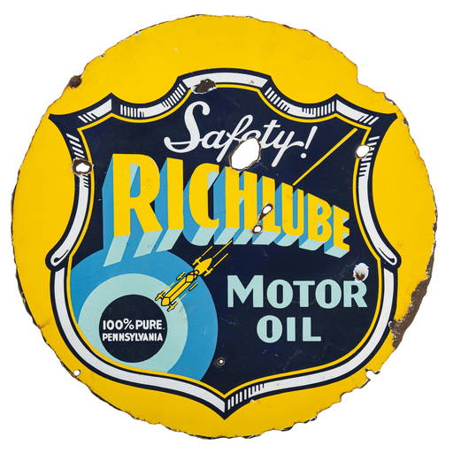 Safety Richlube Motor Oil Curb Sign