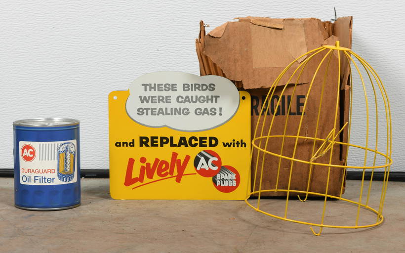 Nos Ac Spark Plugs Bird Cage Display